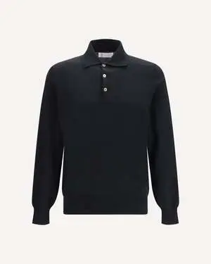 Brunello Cucinelli Long Sleeve Cotton Polo