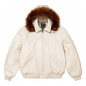 Supreme X Schott Hooded Leather Bomber Jacket