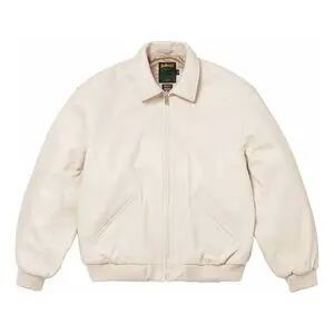 Supreme X Schott Hooded Leather Bomber Jacket - White