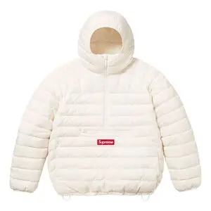 Supreme Micro Down Half Zip Hooded Pullover - White/red
