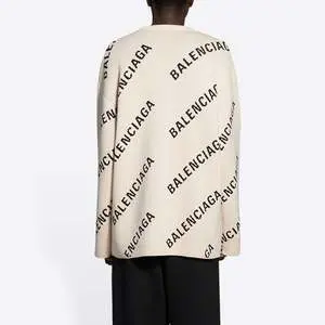 Balenciaga All Over Logo Crewneck Wool Knit Sweater