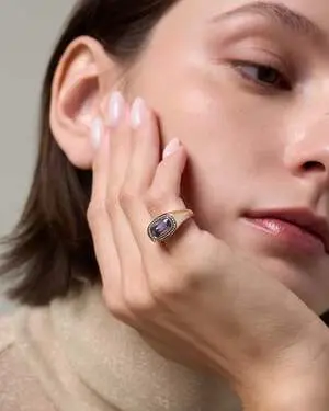 EMILY P. WHEELER Cushion-cut Spinel And Diamond Ring In Brown Gold