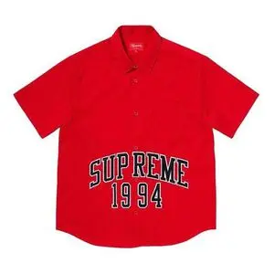 Supreme Arc Logo S/s Work Shirt 'red Black - Red/black