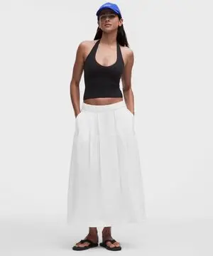 Lululemon Lululinen Adjustable-hem Maxi Skirt - White