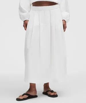 Lululemon Lululinen Adjustable-hem Maxi Skirt - White