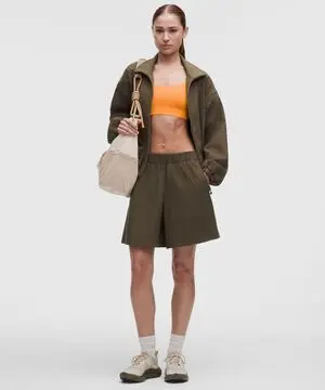 Lululemon Lululinen High-rise Relaxed-fit Short 7 - Olive Brown