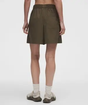 Lululemon Lululinen High-rise Relaxed-fit Short 7 - Olive Brown