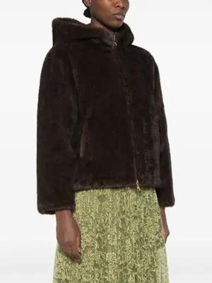 Ermanno Scervino Faux Fur Hooded Zip-up Jacket