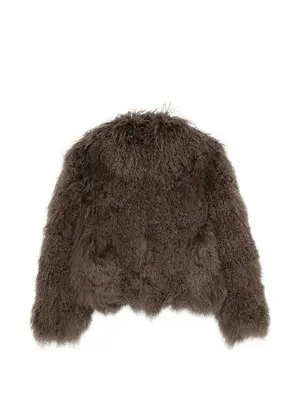 MARTHA LOUIS Shearling-effect Cropped Jacket - Brown