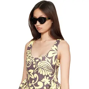 Loewe Full Frame Oval Sunglasses With Gold Tone Anagram Detail