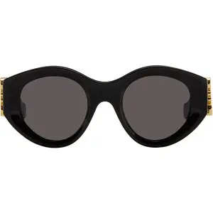 Loewe Full Frame Oval Sunglasses With Gold Tone Anagram Detail