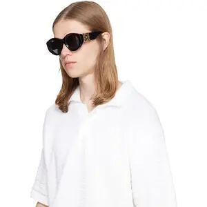 Loewe Full Frame Oval Sunglasses With Gold Tone Anagram Detail
