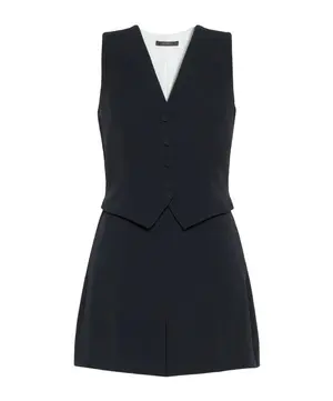 Max Mara Sleeveless Playsuit With Contrast Patchwork - Navy Blue
