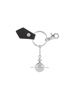 VIVIENNE WESTWOOD Orb-plaque Charm Keyring - Black Grain