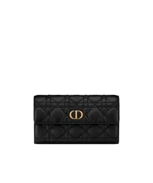 Dior Caro Orchid Long Wallet - Black