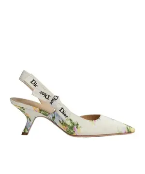 Dior Slingback Pump With Floral Embroidery - Multicolor