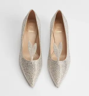 Dior Embellished Pointed Toe Kitten Heel Pumps