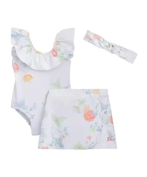 Dior Three-piece Swimsuit Set With Floral Print