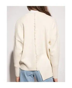 Loewe Asymmetric Floral Intarsia Knit V-neck Jumper
