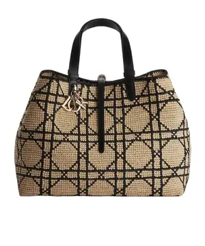 Dior Large Tuile De Jouy Raffia Tote Bag