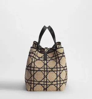 Dior Large Tuile De Jouy Raffia Tote Bag