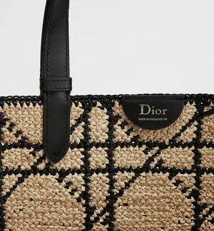 Dior Large Tuile De Jouy Raffia Tote Bag