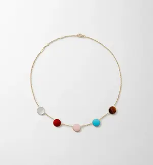 Dior Rose Des Vents Necklace In Gold With Diamonds And Enamel