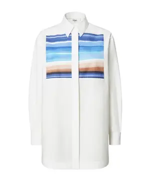 Fendi Long Sleeve Shirt With Venetian Stripe Detail - White