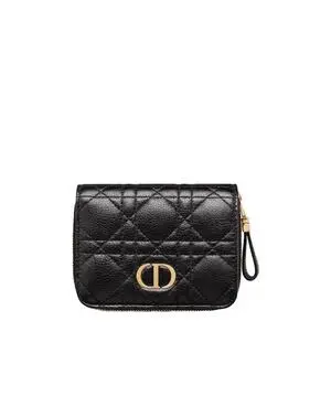 Dior Caro Compact Zipped Wallet - Black