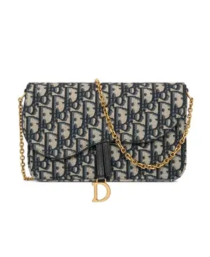 Dior Saddle Pouch With Chain - Blue