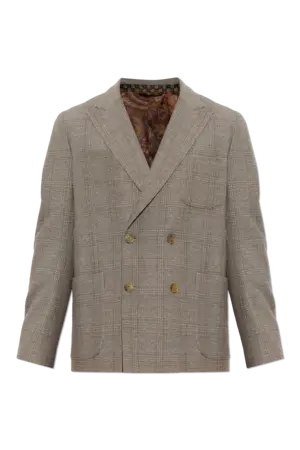Etro Checked Blazer With A Single Vent - Grey