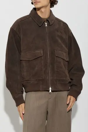 AGOLDE Emil' Suede Bomber Jacket - Brown