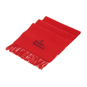 VIVIENNE WESTWOOD Logo Embroidered Fringed Scarf