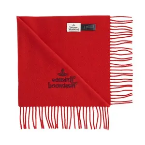 VIVIENNE WESTWOOD Logo Embroidered Fringed Scarf