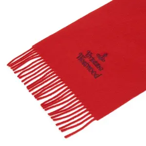 VIVIENNE WESTWOOD Logo Embroidered Fringed Scarf