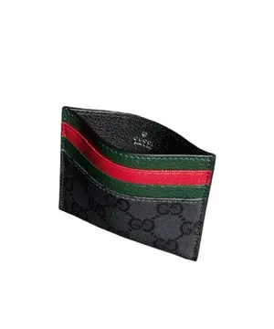 Gucci Stripe Detailed Monogrammed Card Holder