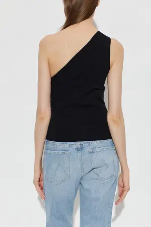 Cult Gaia Anouk Asymmetric One-shoulder Knit Top With Gold Embellishments