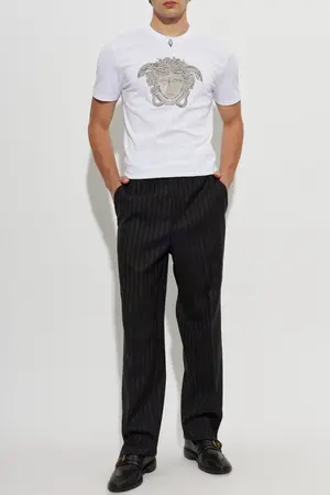 Versace Cotton T-shirt With Shimmering Crystals