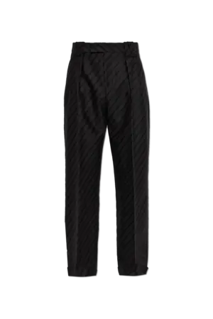Versace Wool Pleated Trousers - Black