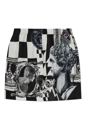 Versace Silk Shorts With A Pattern - Black