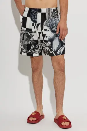 Versace Silk Shorts With A Pattern - Black