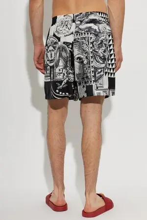 Versace Silk Shorts With A Pattern - Black