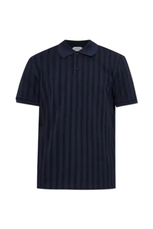 Versace Cotton Polo Shirt With Monogram - Navy Blue