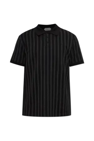 Versace Cotton Polo Shirt With Monogram - Black