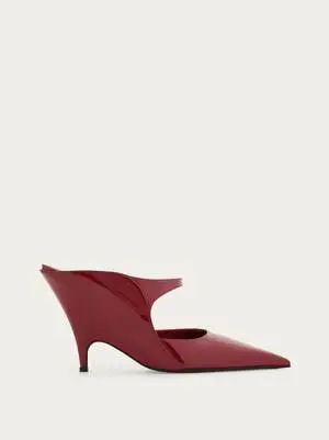 FERRAGAMO Patent Leather Graphic Wedge Mule - Red