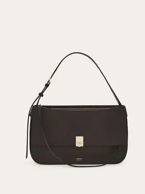 FERRAGAMO Ferragamo Cara Bag With Gold Tone Buckle Brown