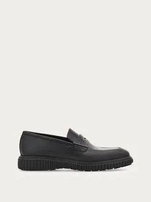FERRAGAMO Calfskin Loafer With Embossed Micro Gancini