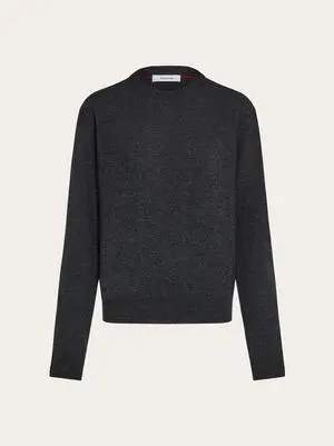 FERRAGAMO Long Sleeve Knitted Top With Ribbon Detail - Grey