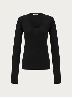 FERRAGAMO Lightweight Wool Top - Black