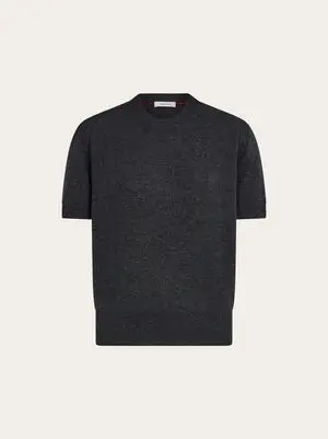 FERRAGAMO Pure Wool Top With Gancini Detail - Grey